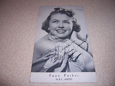 1950s FAYE PARKER NBC ARTIST LOBBY CARD w/AUTOGRAPH | eBay