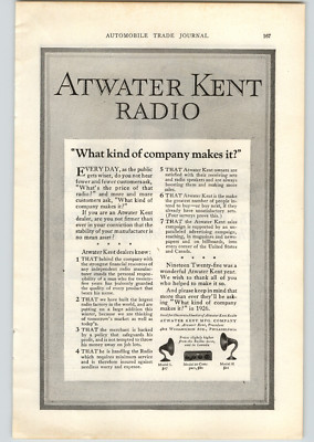 1926 Paper Ad Atwater Kent Radio Models L 20 & H Philadelphia PA | eBay