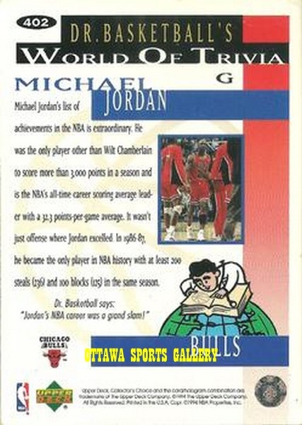 1994-95 COLLECTORS CHOICE SILVER SIGNATURE MICHAEL JORDAN CHICAGO #402 ...