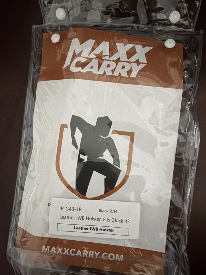Max Carry Premium Black Leather IWB Gun Holster for Glock 43 & Glock ...
