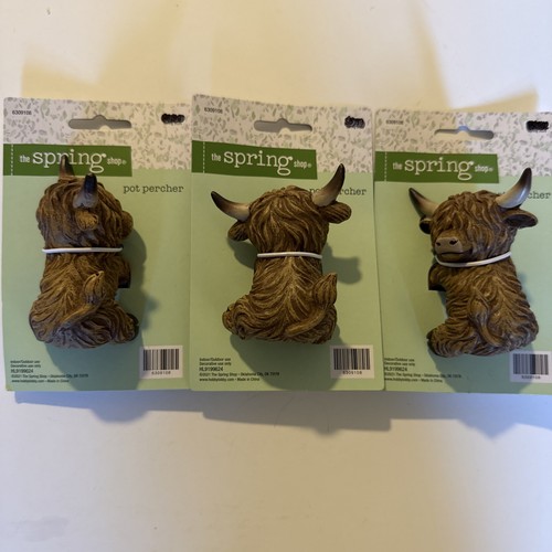 Hobby Lobby Mini Highland Cow Pot Percher’s Set Of 3 -hard To Find | eBay