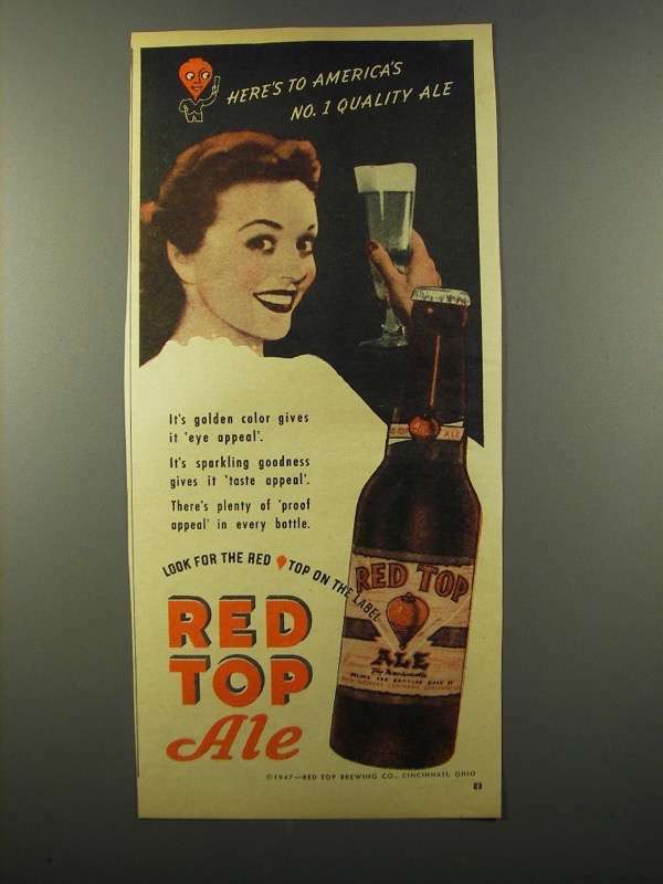 1947 Red Top Ale Ad - Here's To America's No. 1 | eBay