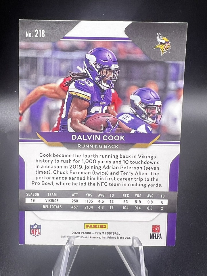 2020 Panini Prizm Football Dalvin Cook Base Card #218 Minnesota Vikings ...