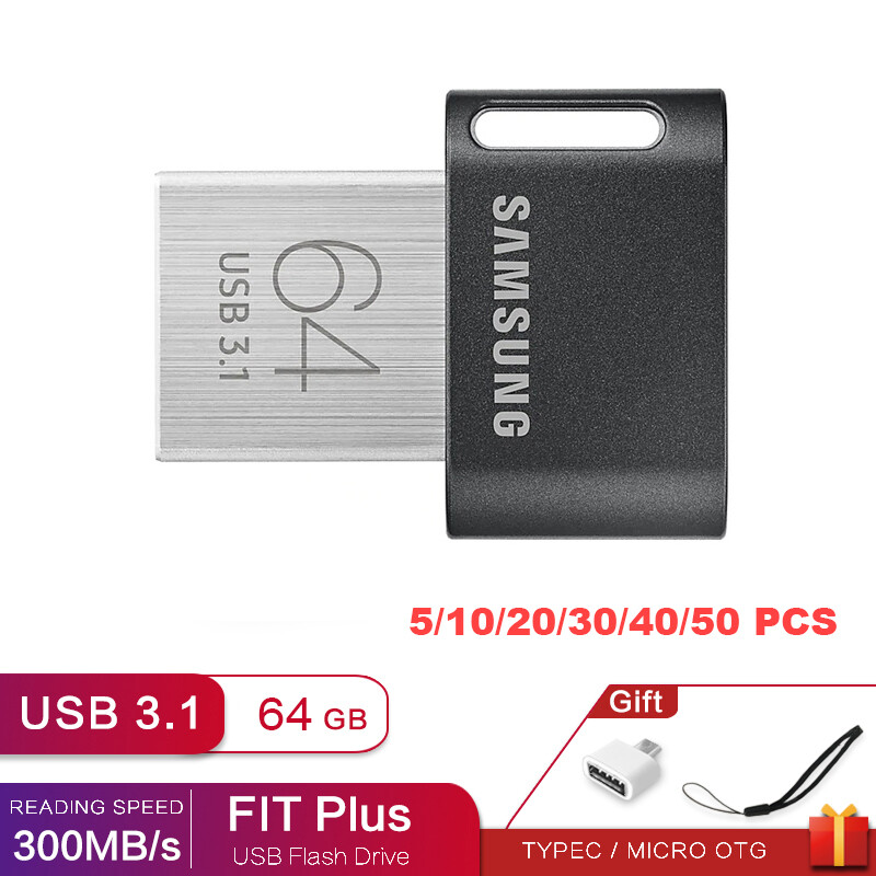 5-50PCS Samsung FIT Plus UDisk 64GB USB 3.1 Flash Drive Memory Thumb ...