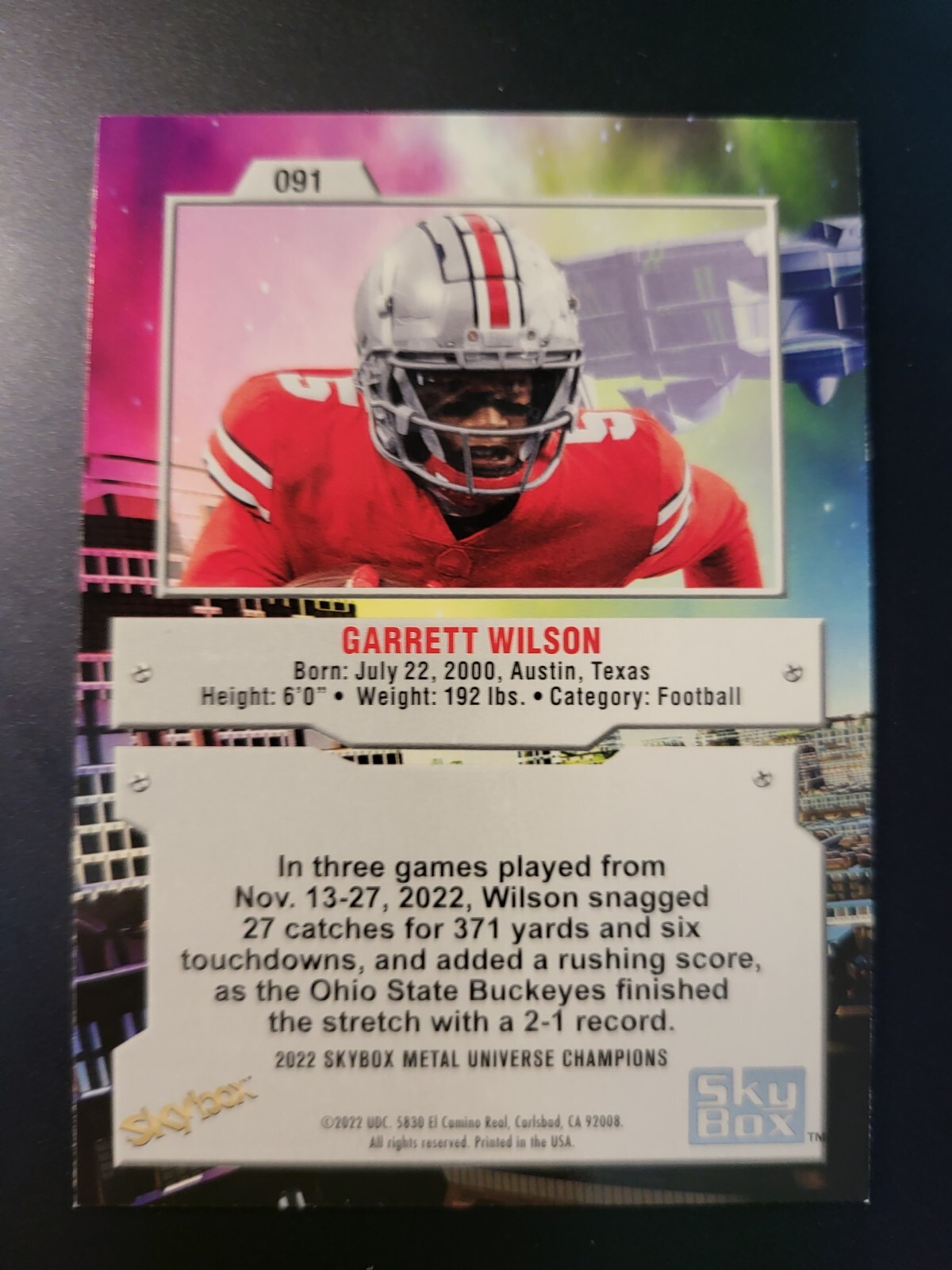 2022 Skybox Metal Universe Garrett Wilson RC Football card #91 | eBay