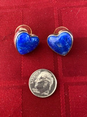 Jay King DTR Sterling Silver Lapis Lazuli Heart Stud Earrings - Pierced ...