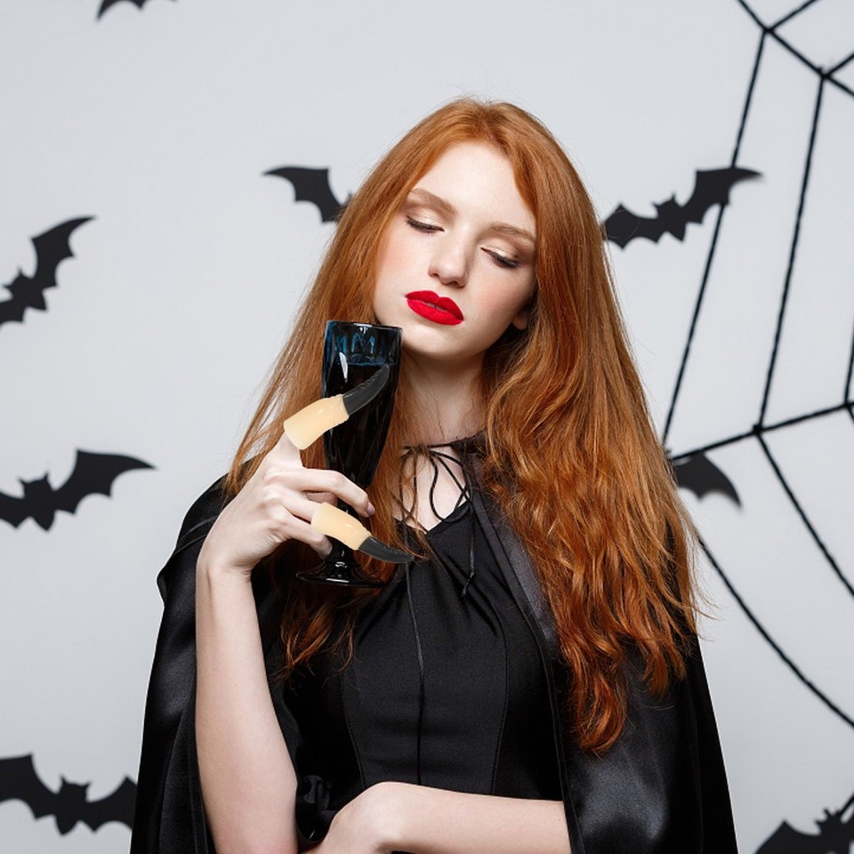 Fake Nails Stick on Halloween Costume Accessories Wearable Prop Finger ...
