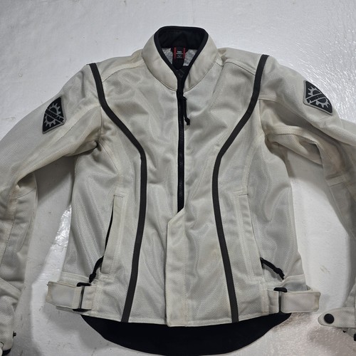 First Gear Women’s Medium White Mesh Riding Jacket, Padded | Bikercore ...