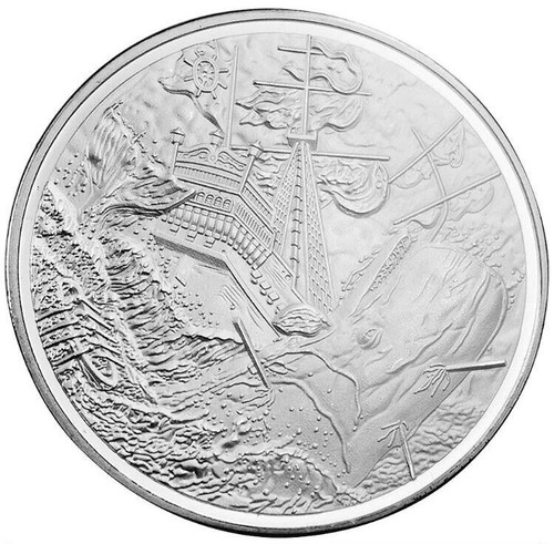 Pirate Sailing Ship UNC Skull Whale Silver Plated 40mm coin | eBay