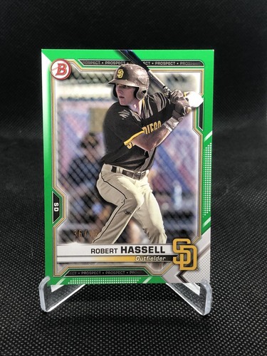2021 Bowman Prospects Paper Green Parallel /99 Robert Hassell Nationals ...
