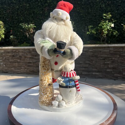 Rare Vintage Seasons of Cannon Falls Felt Santa and Snowman Figurine 16 ...