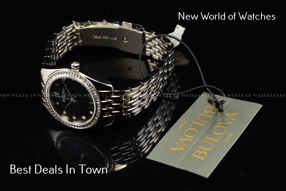 Bulova Classic Crystal Stainless Steel Ladies Quartz Diamond Watch ...
