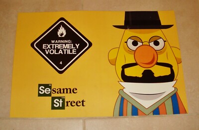 RARE Vintage SESAME STREET Warning EXTREMELY VOLATILE Poster 10.5 " x ...