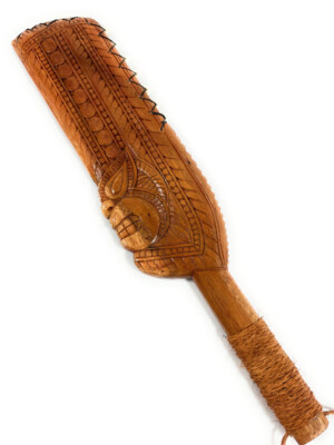 Fijian Tiki Axe Club 24 inch w/ Shark Teeth- Polynesian Art | # ...