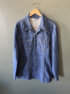 Vintage Sears Jean Joint Denim Jacket XL Pearl Snap 70s 80s | eBay