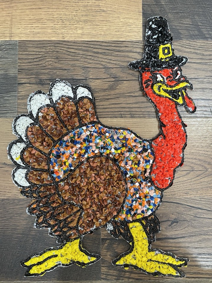 Turkey MELTED PLASTIC POPCORN Pilgrim Hat VINTAGE Large 20" Tall | eBay