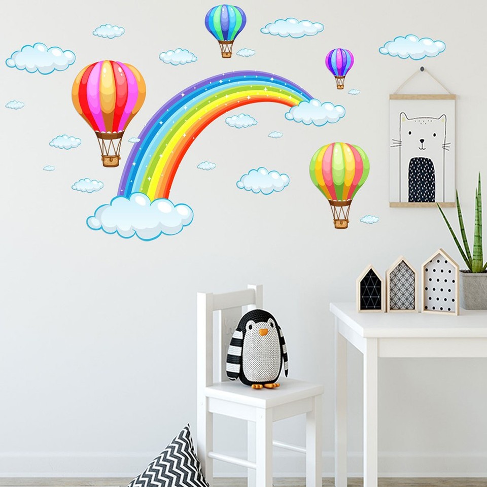 Creative Rainbow Cloud Wall Sticker PVC Removable Window Decals for ...