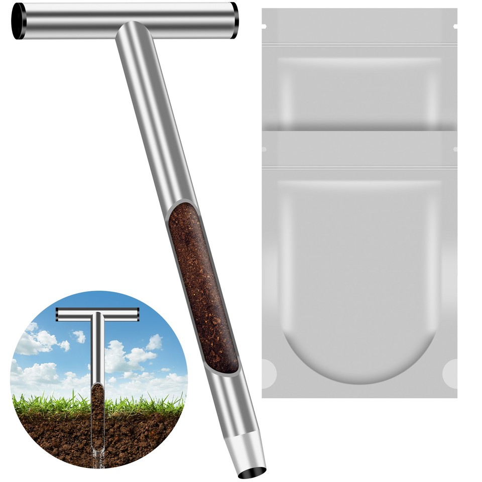 Soil Probe 304 Stainless Steel Soil Sampler with 2 Reusable Sample Bags ...