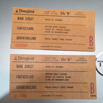 Vintage Disneyland B Tickets | eBay