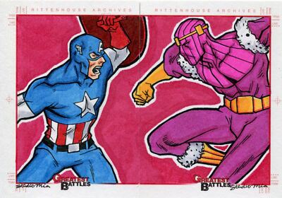 Marvel Greatest Battles Panel Sketch Card By Studio Mia Captain America ...