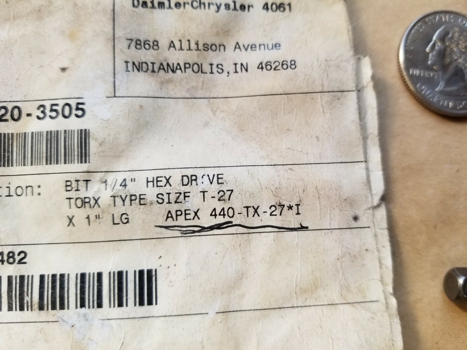 APEX 440-TX-27 BIT 1/4" HEX DRIVE QTY-6 | eBay