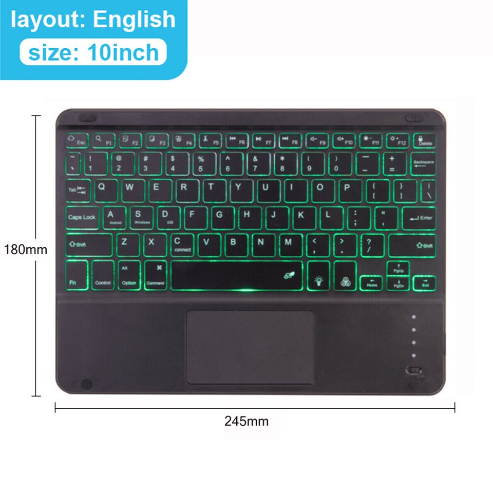 Backlit Touchpad Keyboard Case Cover Mouse For 10" 10.1" Inch Android ...