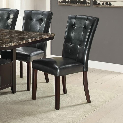Poundex Leather Upholstered Dining Chair, Black | eBay