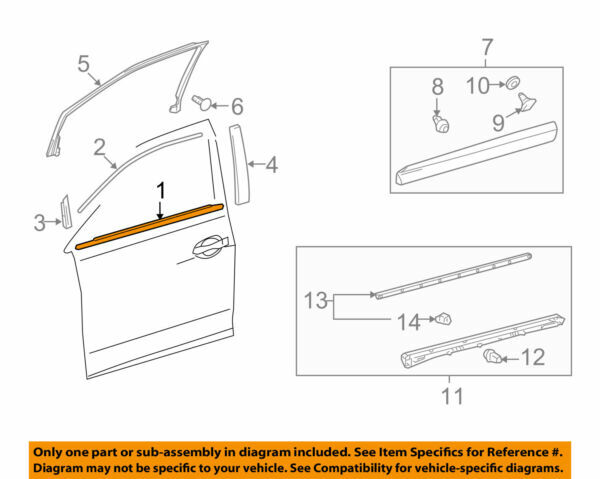 75720-48060 Toyota Moulding assy, front door belt, lh 7572048060, New ...