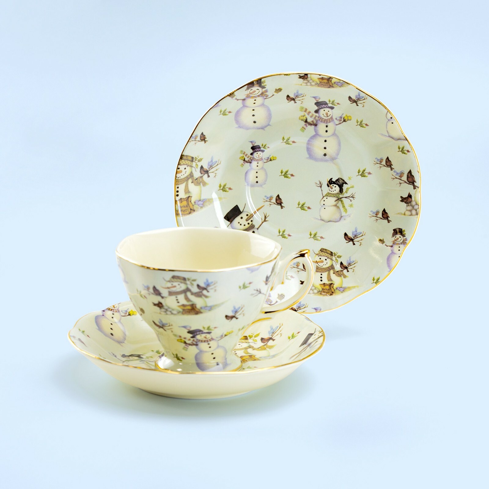 Grace Teaware Christmas Holiday Snowman Fine Porcelain Tea Cup and ...