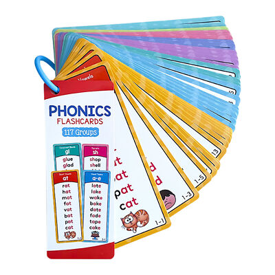 Kids Phonics Flash Cards Spelling Reading Learning Visual Word Games ...