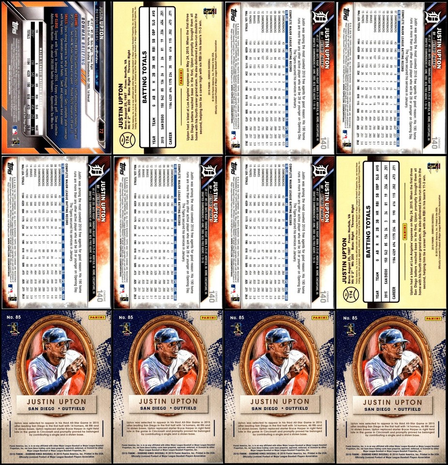 2016 Justin Upton (18) Card Lot - Running Low – Final Chance to Order ...