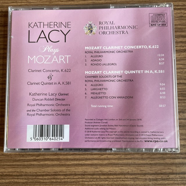 Katherine Lacy Plays Mozart: Clarinet Concerto, K.622; Clarinet Quintet ...