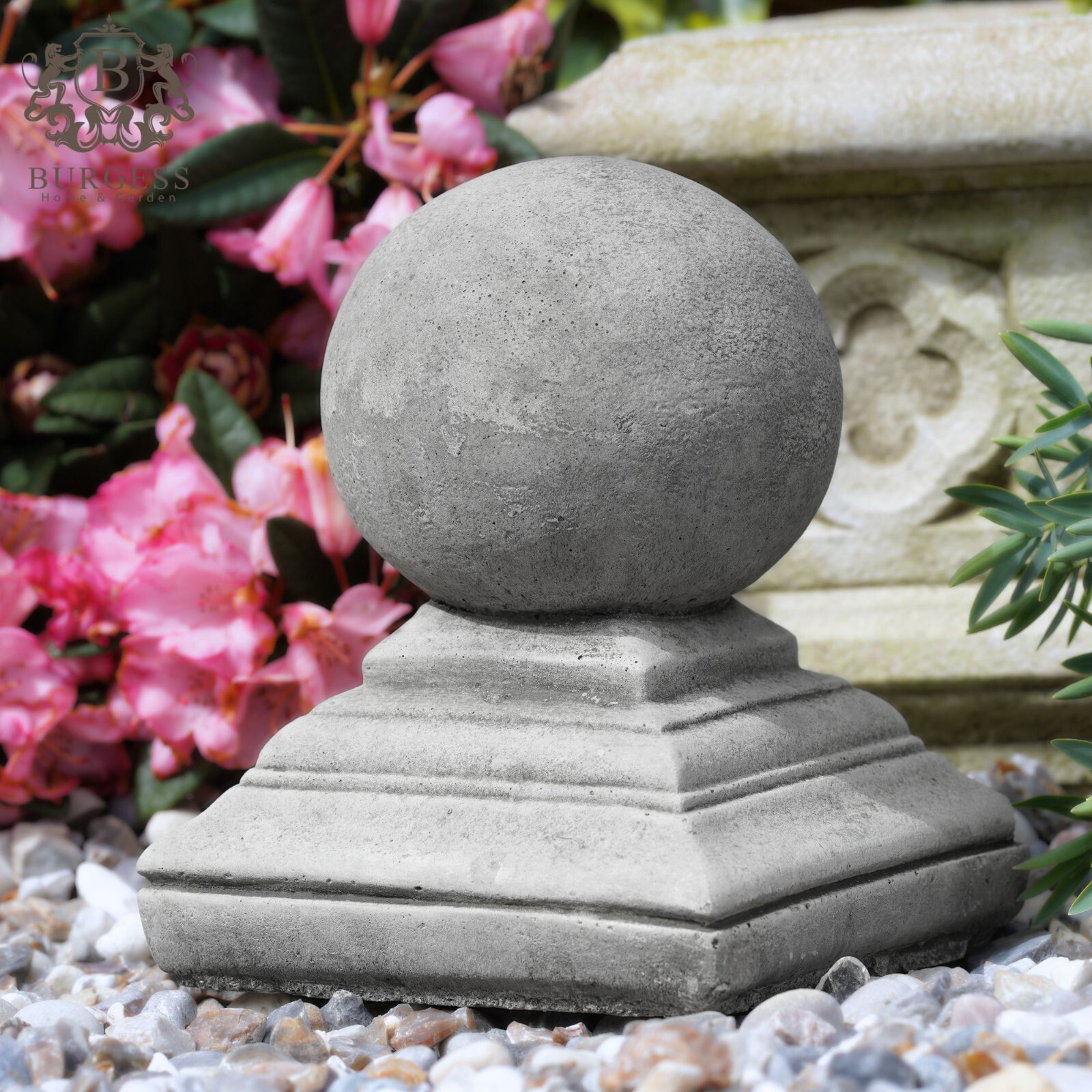 Stepped Stone Ball Finials | Limestone Gate Post Tops Garden Ornament ...
