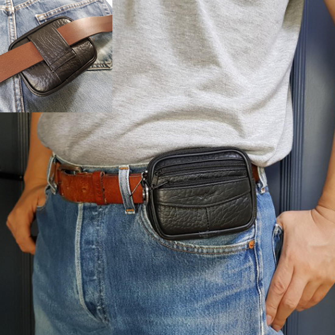 Cigarette Leather Case Waist Wallet Belt Loops Coin Pocket Purse ...