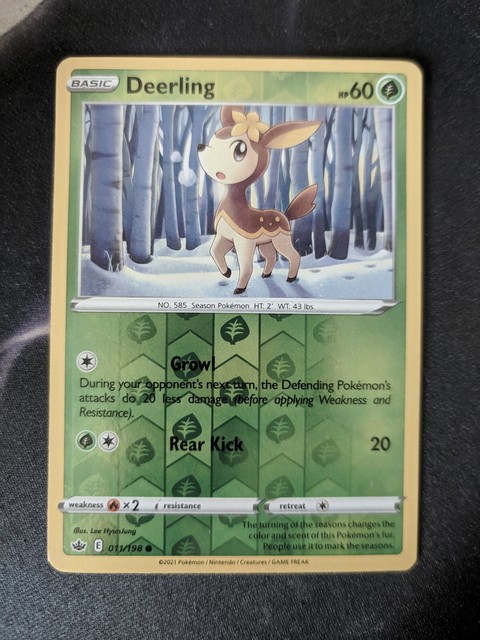 Pokémon TCG Deerling Chilling Reign 011/198 Reverse Holo Common for ...