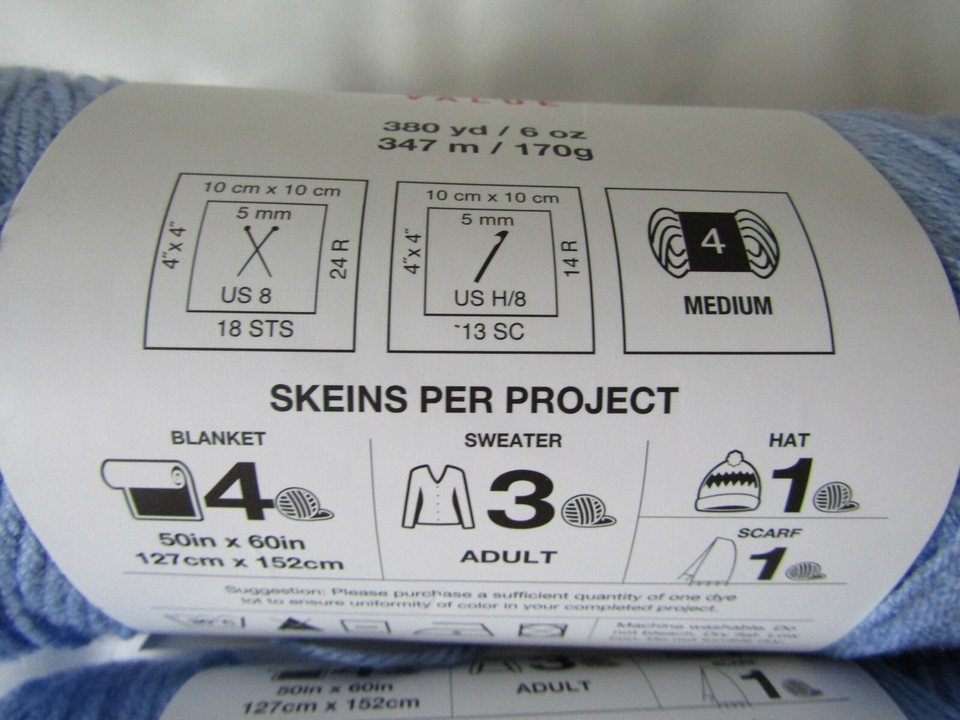 BIG TWIST Value Yarn Cerulean Blue Acrylic Yarn - 380 Yards - 6 Ounces ...