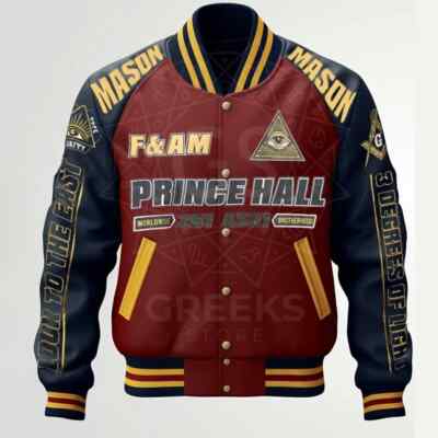 Men’s Prince Hall Masonic Leather Bomber Jacket Handmade Embroidered ...
