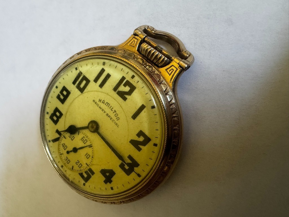 1942 Hamilton Railway Special 992B 21 Jewels Bar Over Crown 10K GF ...