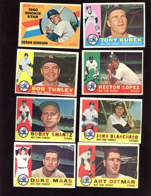1960 Topps Baseball Card Lot All ALC New York Yankees 14 Different NRMT ...