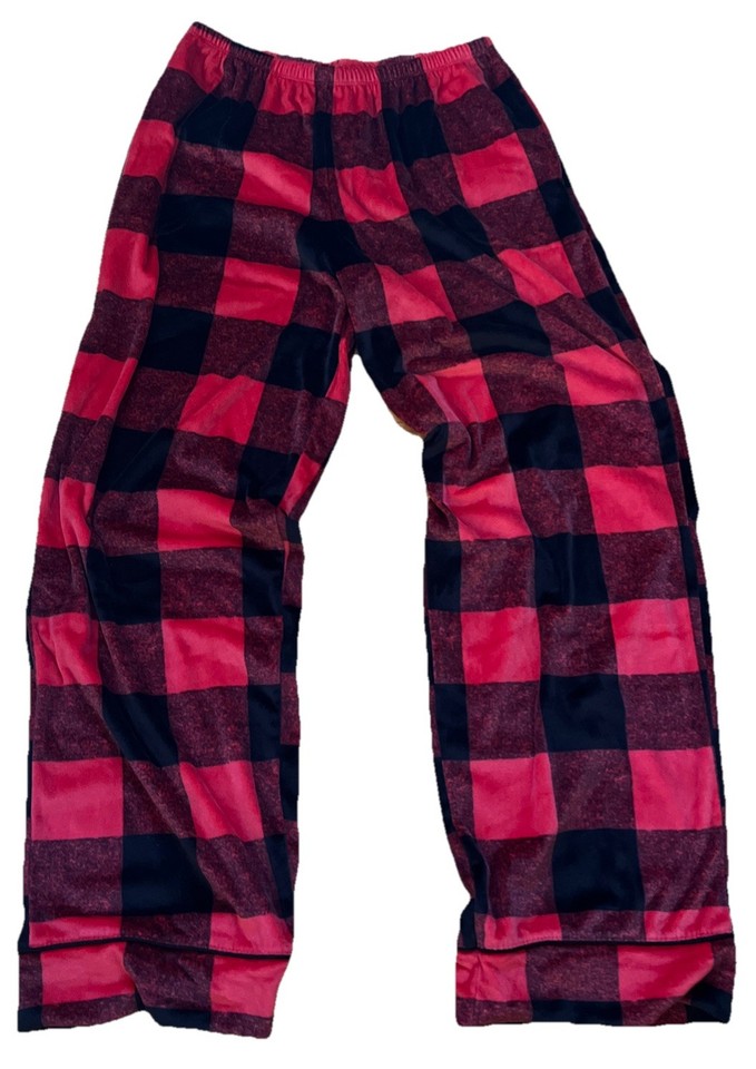 Donna Karan Womens Plush Cozy Pajama Set Buffalo Plaid Black Red size ...