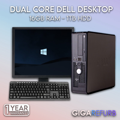 FAST DELL QUAD CORE PC DUAL MONITOR DESKTOP TOWER WINDOWS 10 WI-FI 16GB ...