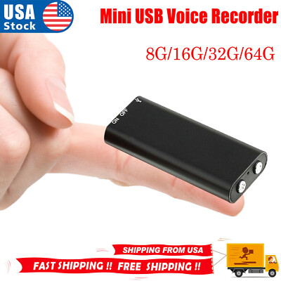 8/16/32GB Mini Spy Audio Recorder Voice Activated Office Listening ...