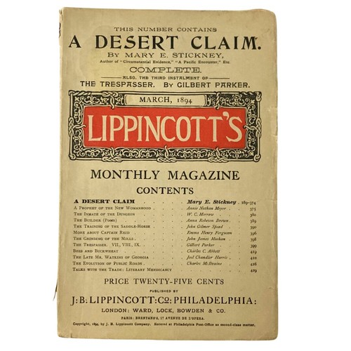 VTG Lippincott's Magazine March 1894 A Desert Claim by Mary E. Stickney ...