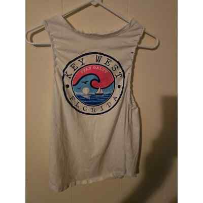 Stay Salty Tank Women's Medium White Key West Florida Graphic Twisted ...