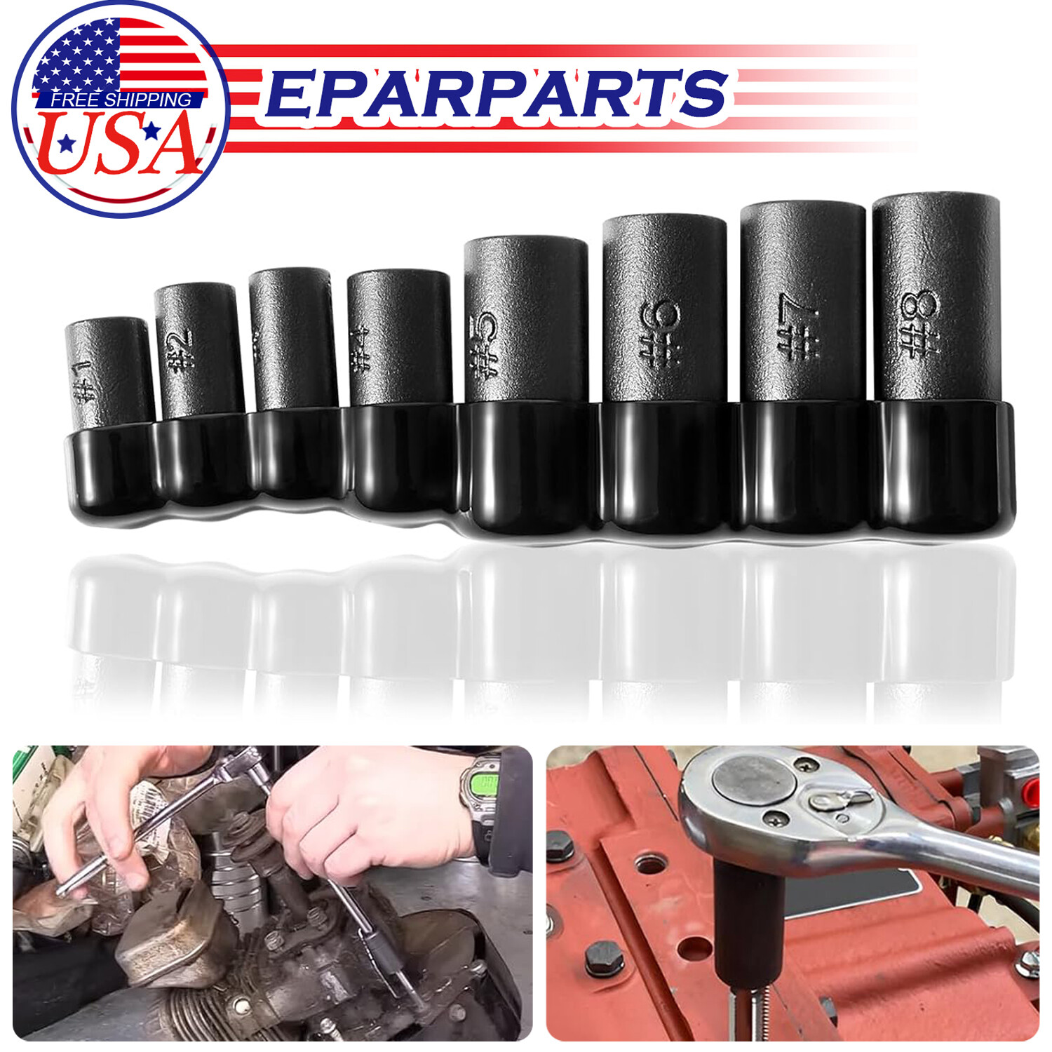 70500 Tap Socket Wrench Set Tap Socket Adapter,1/4" & 3/8" Drive (8PCS ...