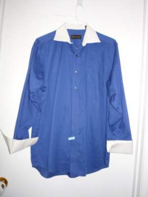 DONALD TRUMP SIGNATURE COLL. COTTON DRESS SHIRT-16 X 32/33-BLUE FRENCH ...