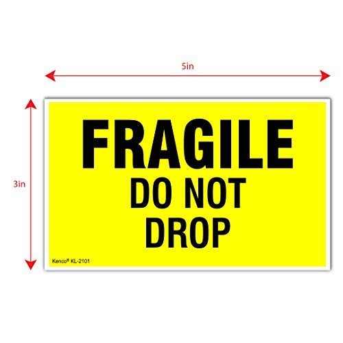 3" X 5" Fragile Do not Drop Fluorescent Shipping Label Stickers - 500 ...