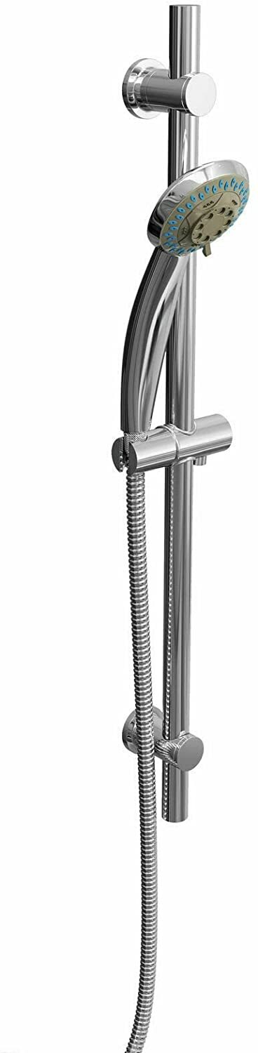 Chrome Shower Head & Riser Rail Kit Adjustable with Soap Dish Holder ...
