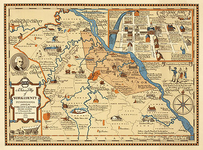 Historical Pictorial Map of York County, Pennsylvania Wall Art Poster ...
