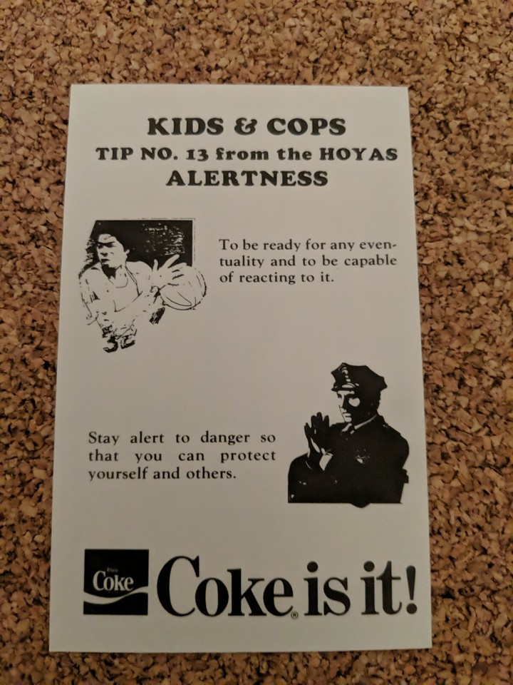 1983-84 Coca-Cola Georgetown Hoyas Kids & Cops Police Clifton Dairsow ...